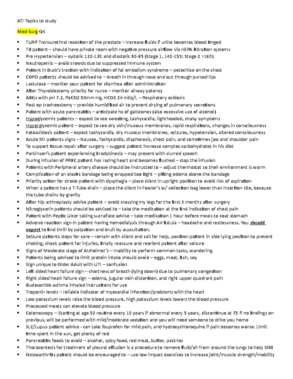 ATI Topics to study for comprehensive exit exam - ATI Topics to study ...