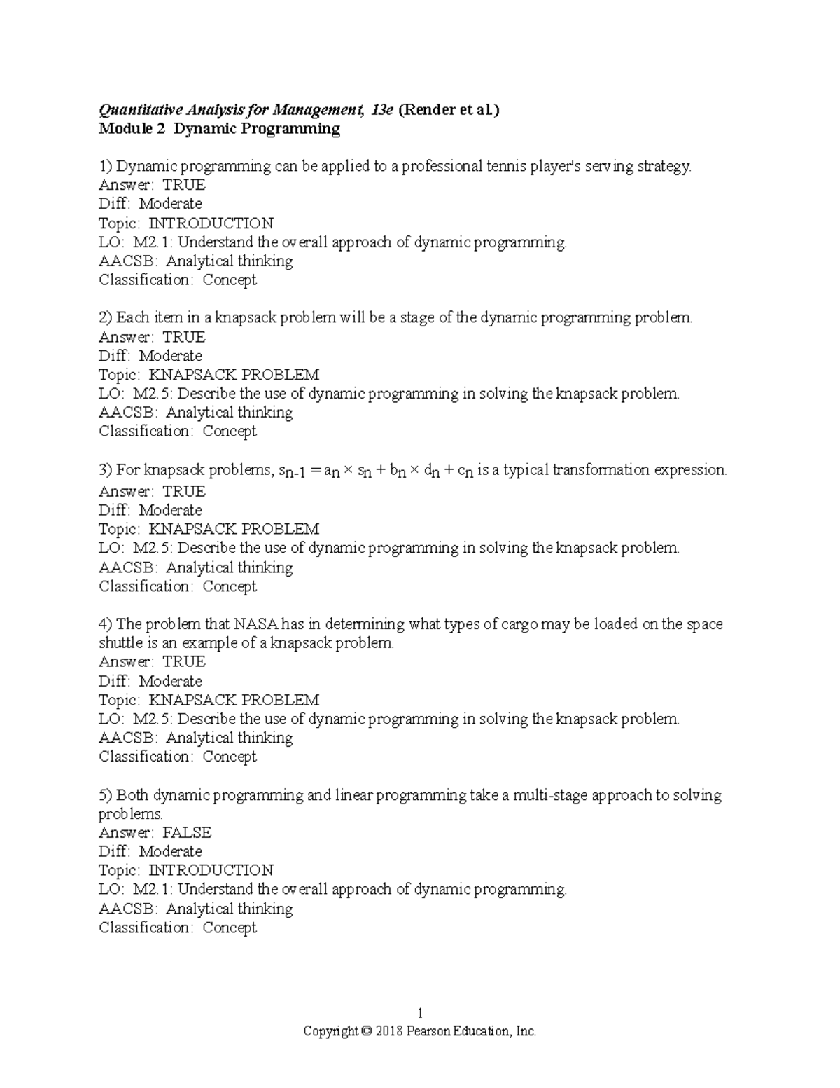 Module 2 - Quantitative Analysis for Management, 13e (Render et al ...