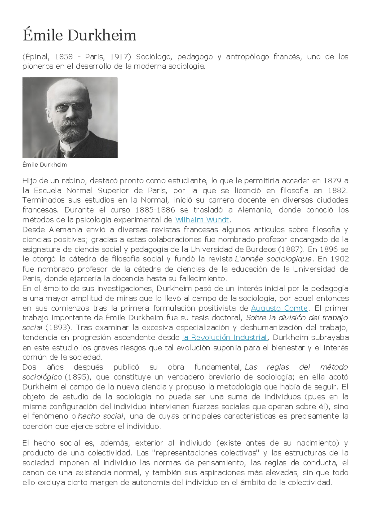 Biografías sociologos clasicos - Émile Durkheim (Épinal, 1858 - París, 1917) Sociólogo, pedagogo ...