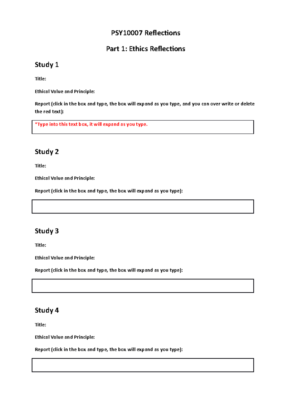 PSY10007 Reflections Template S1 2023 - PSY10007 Reflections Part 1 ...