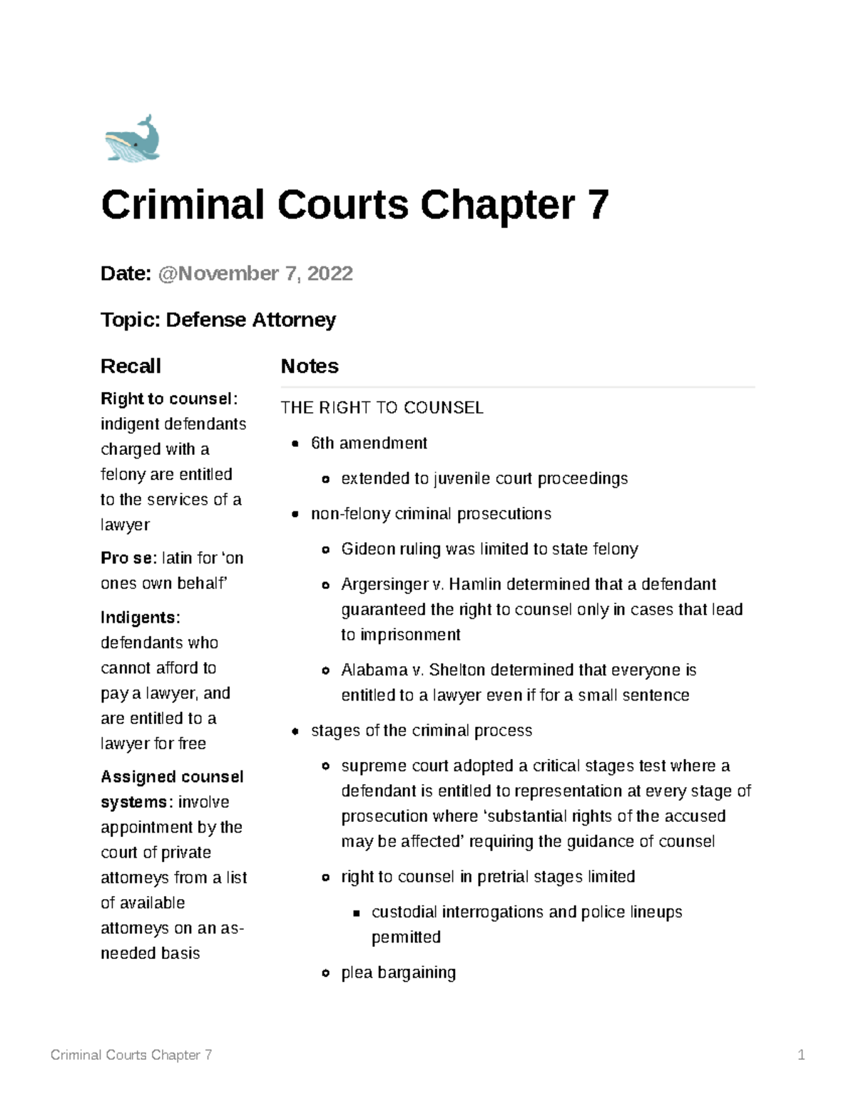 Criminal Courts Chapter 7 - Hamlin determined that a defendant ...