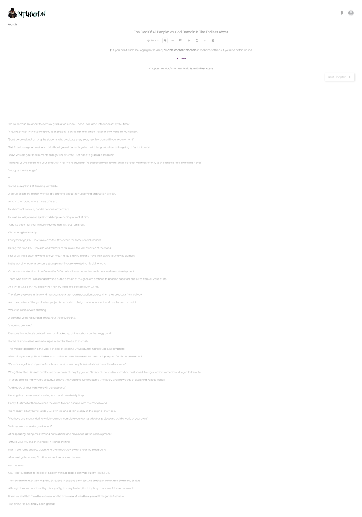 Chapter 1 My God's Domain World Is An Endless Abyss - Mtlnation - The ...