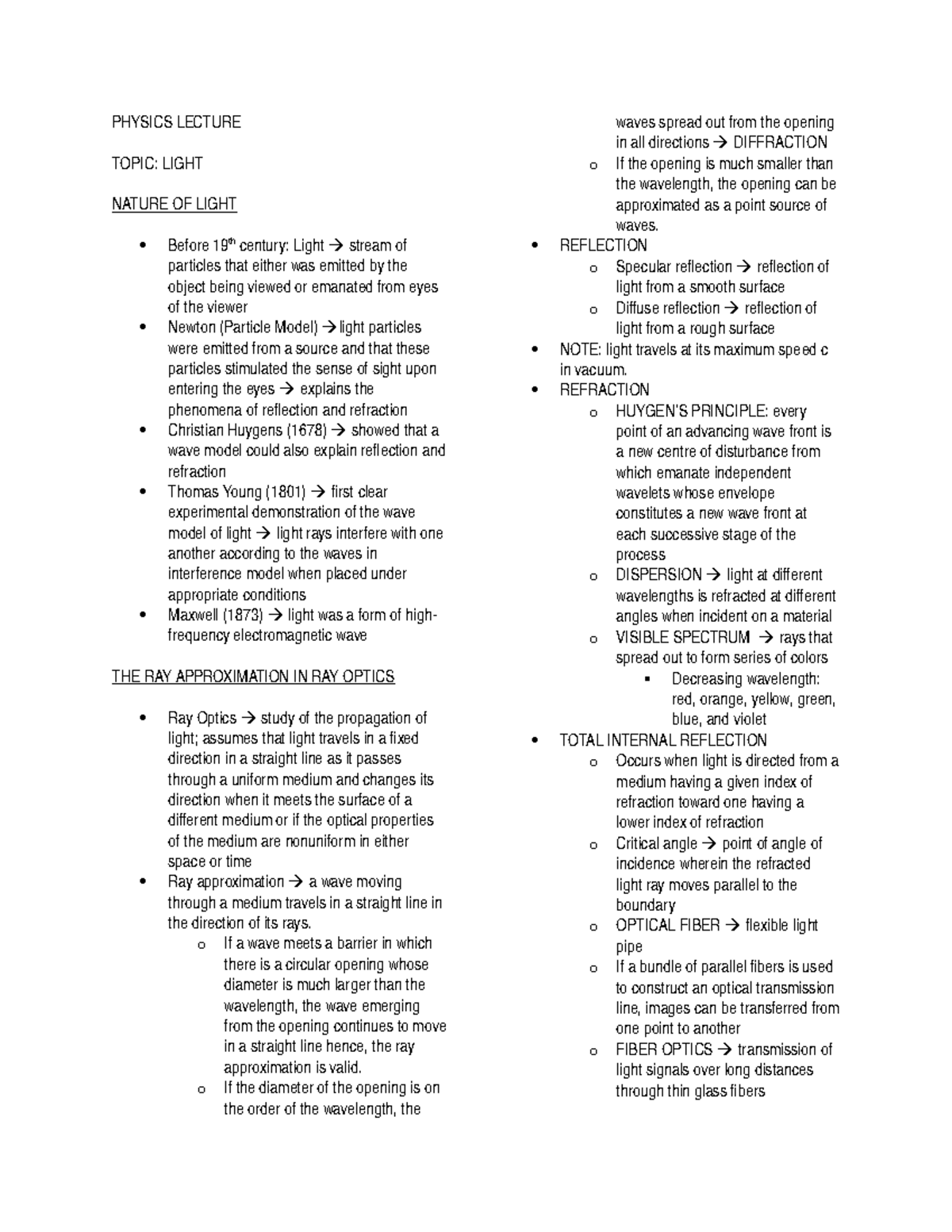 Physics Lecture - PHYSICS LECTURE TOPIC: LIGHT NATURE OF LIGHT Before ...