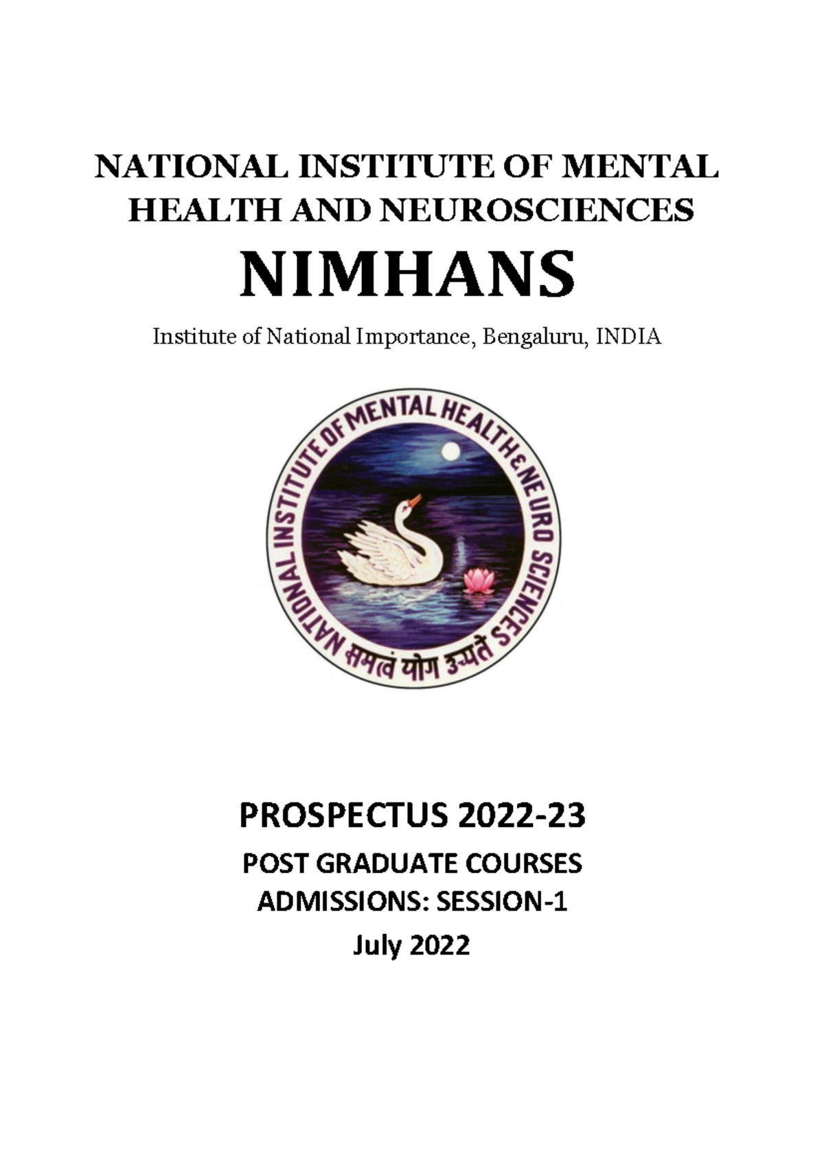 Nimhans-Prospectus-2022-23-Session-1-1 - NATIONAL INSTITUTE OF MENTAL ...