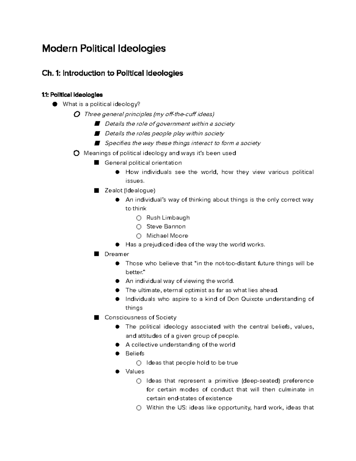 Introduction to Modern Political Ideologies - Modern Political ...