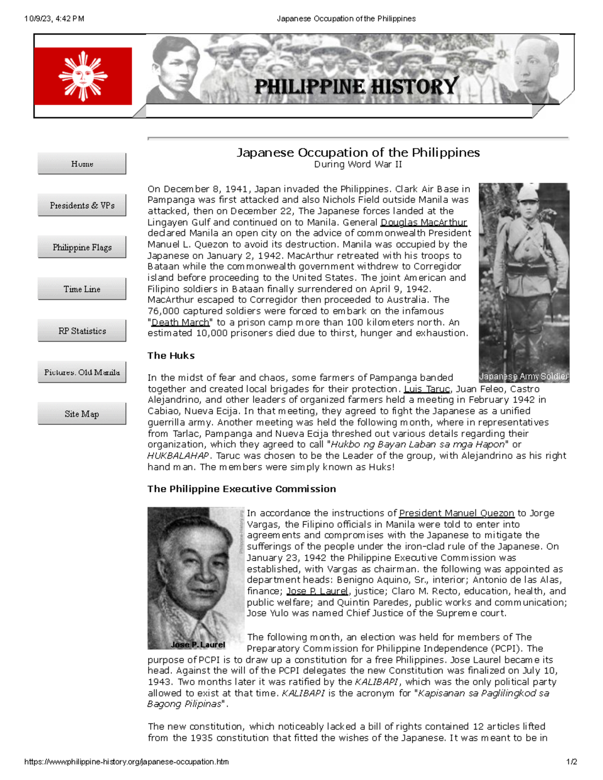 Japanese Occupation of the Philippines - 10/9/23, 4:42 PM Japanese ...