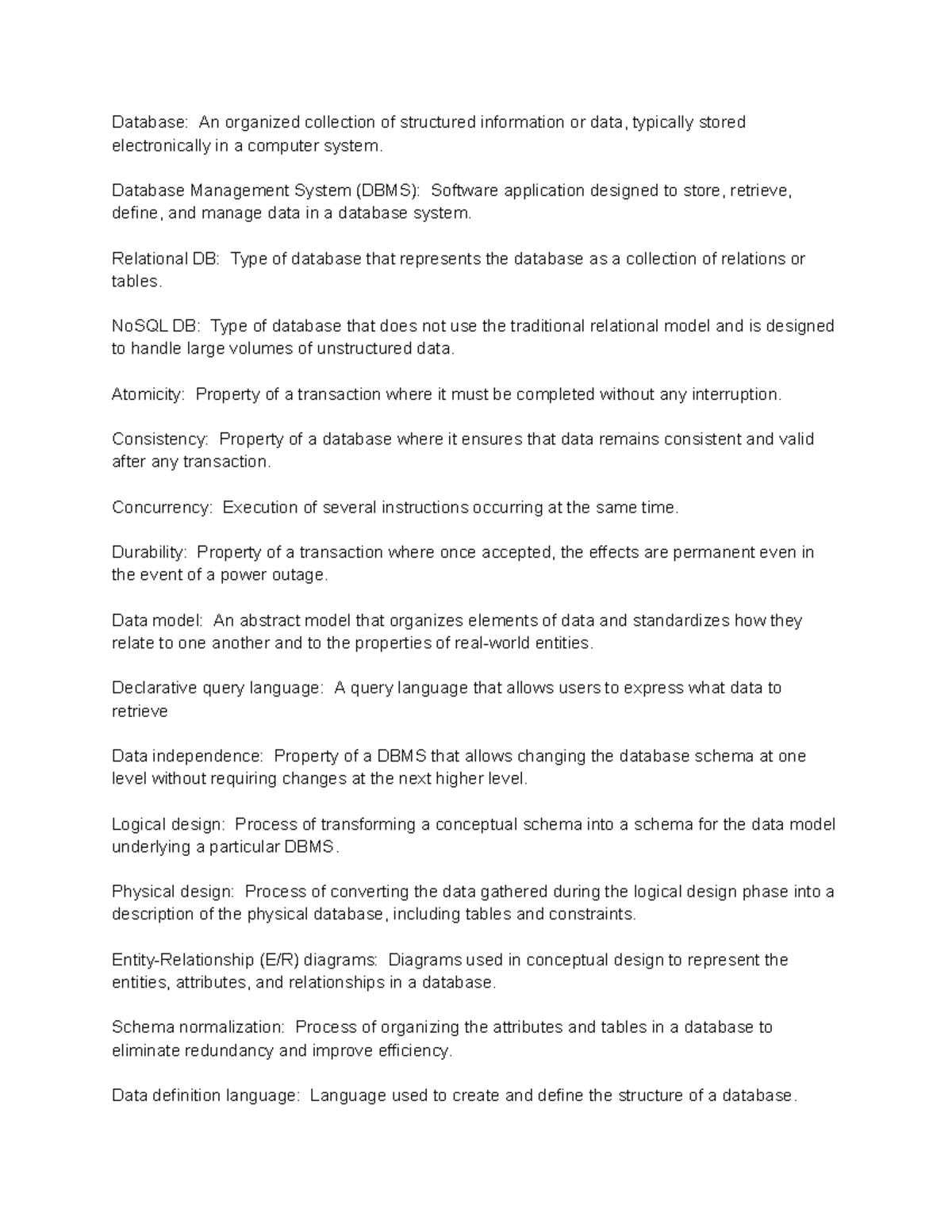 Database - practice terms - Database: An organized collection of ...