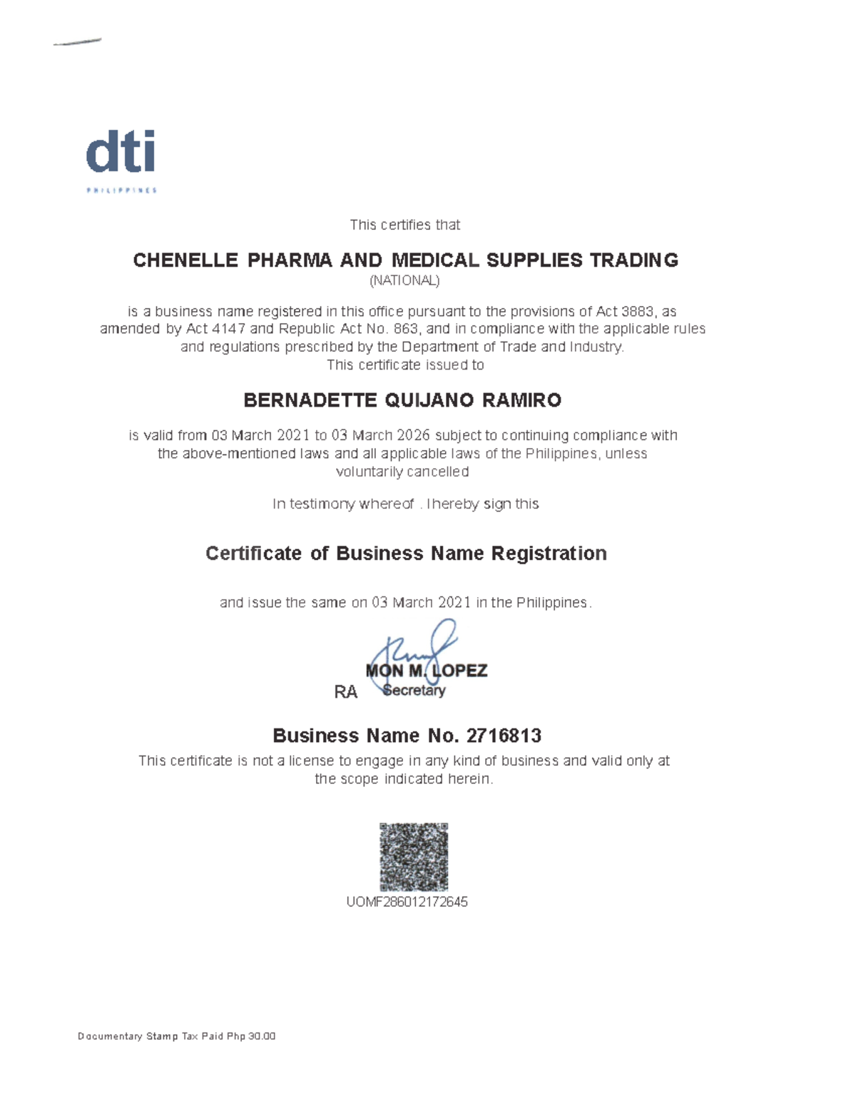 Image - Lesson learned from class - dti This certifies that CHENELLE ...