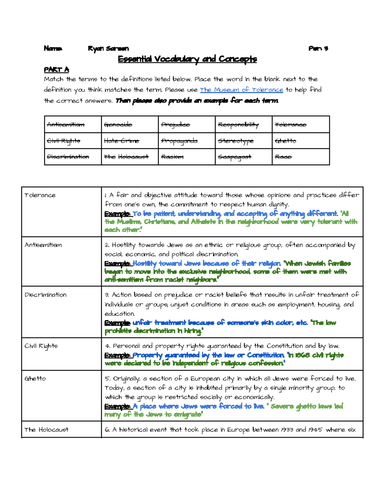 Answers - Essential Vocabulary and Concepts - Name: Ryan Sareen Per: 3 ...