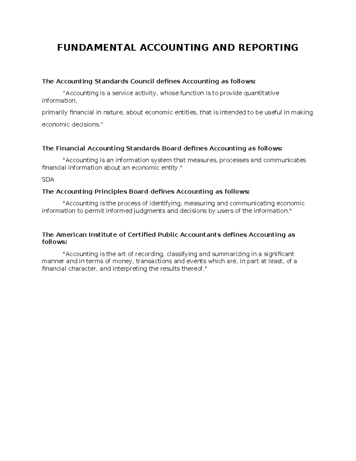 FAR - Accounting descriptions - FUNDAMENTAL ACCOUNTING AND REPORTING ...