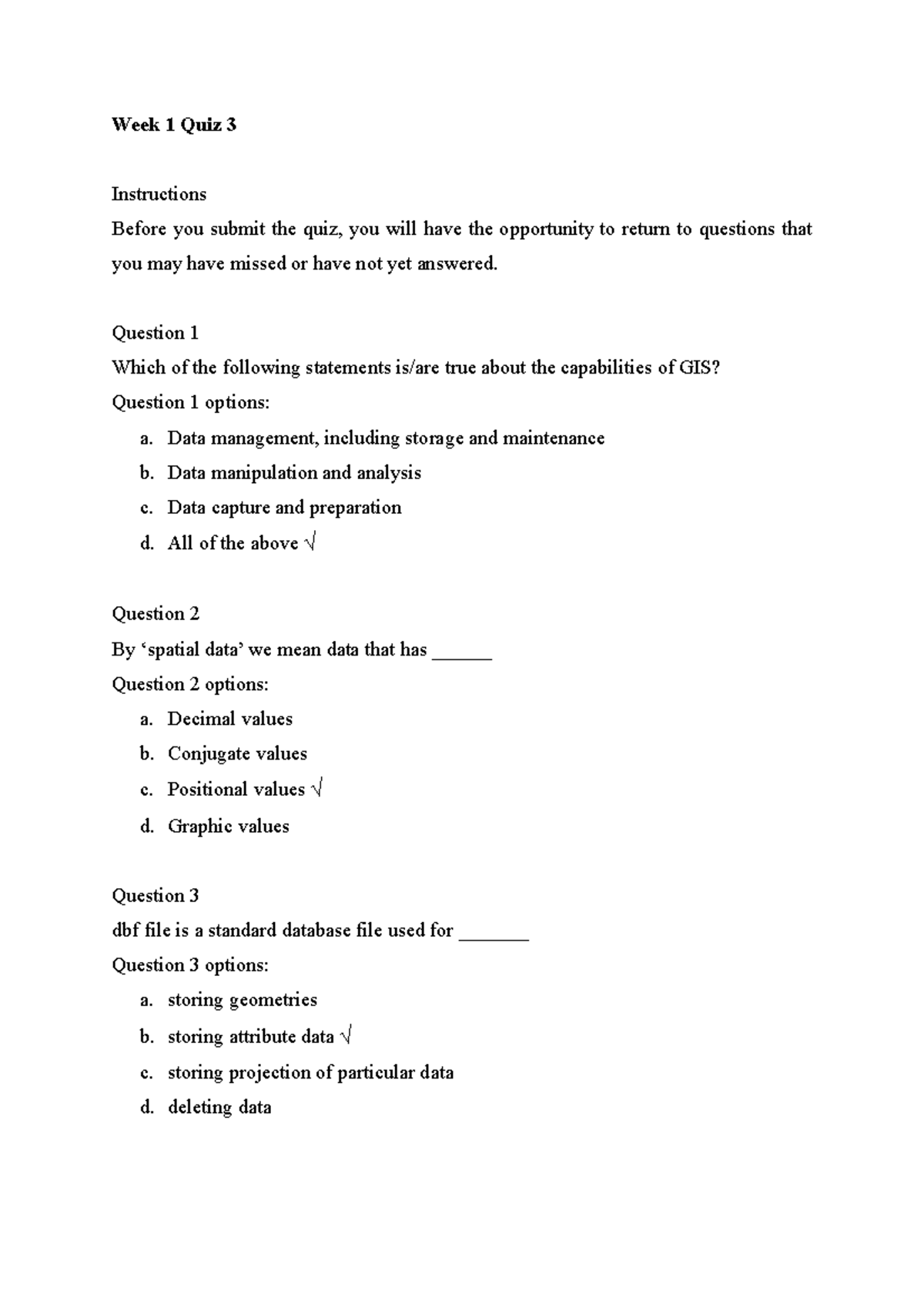 Week 1 Quiz 3 Concepts of GIS and Remote Sensing in Environmental ...