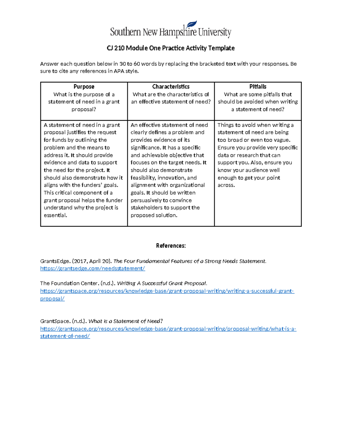 CJ 210 Module One Practice Activity - Be sure to cite any references in ...