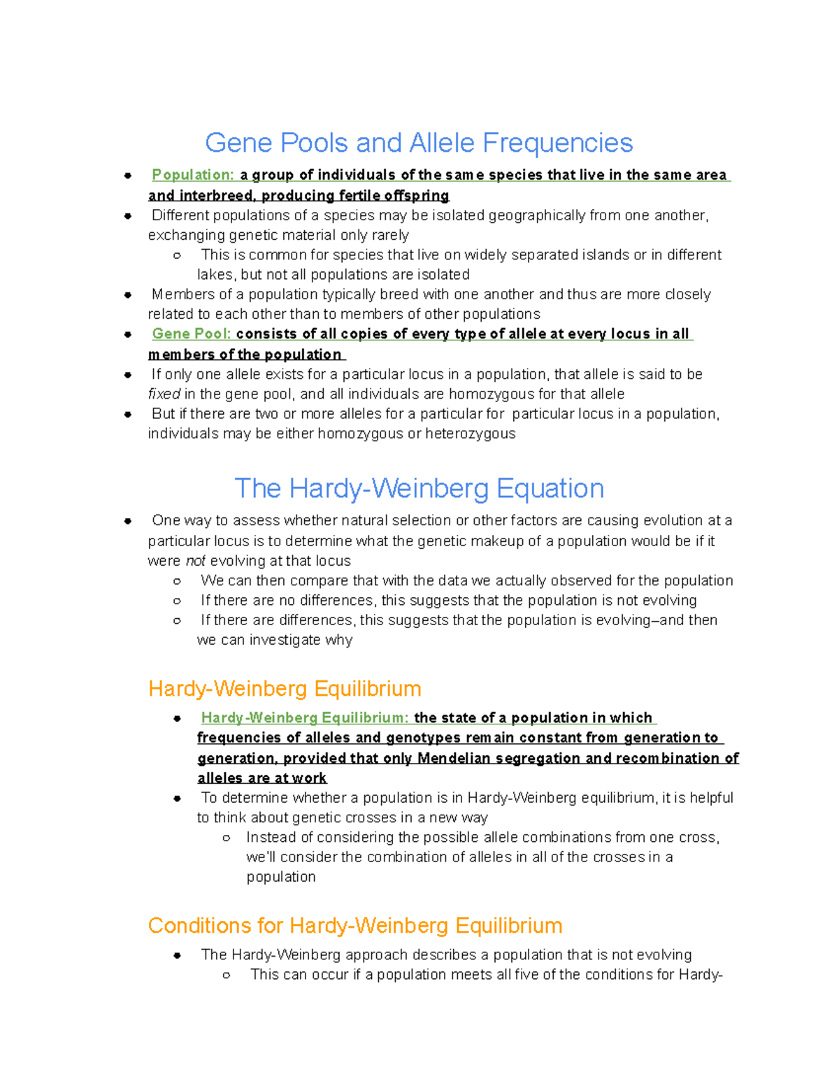 23.2 The Hardy-Weinberg Equation can be used to Test Whether a ...