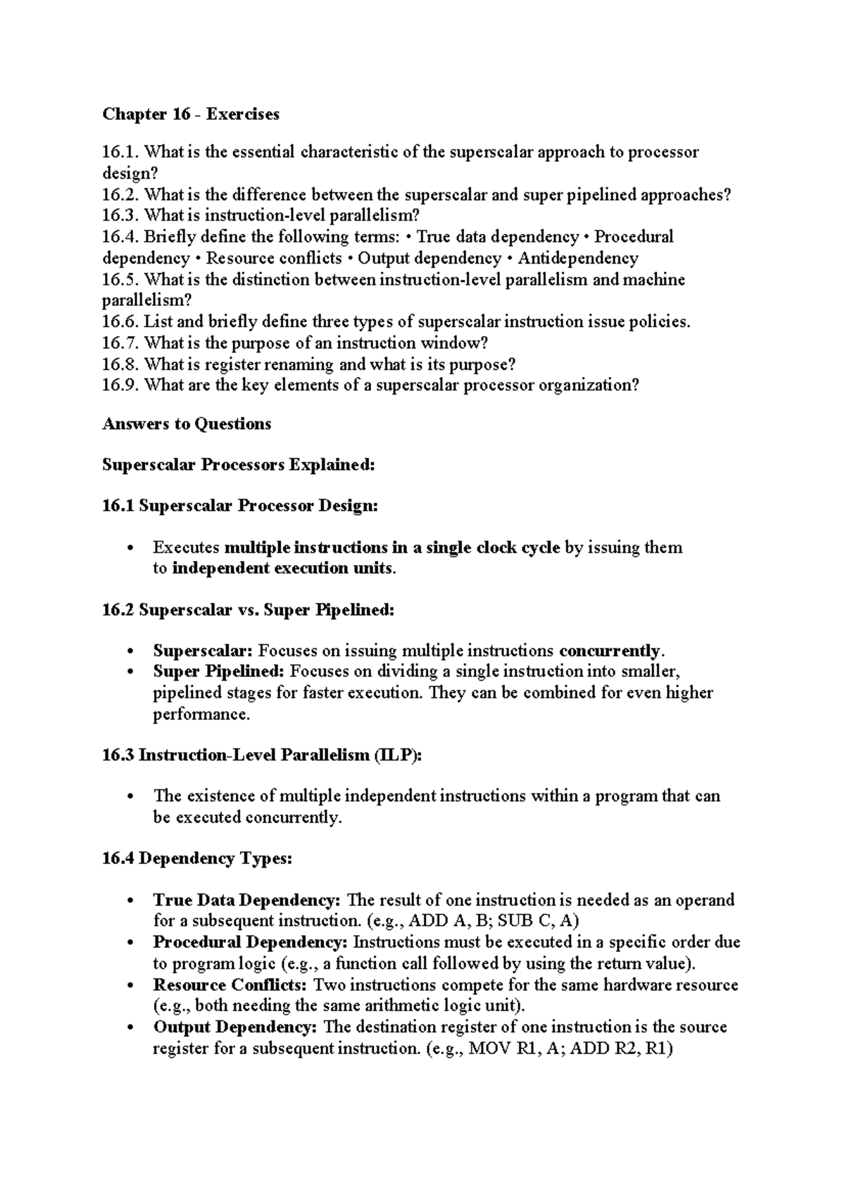 Review questions chapter 16 DONE - Chapter 16 - Exercises 16. What is ...