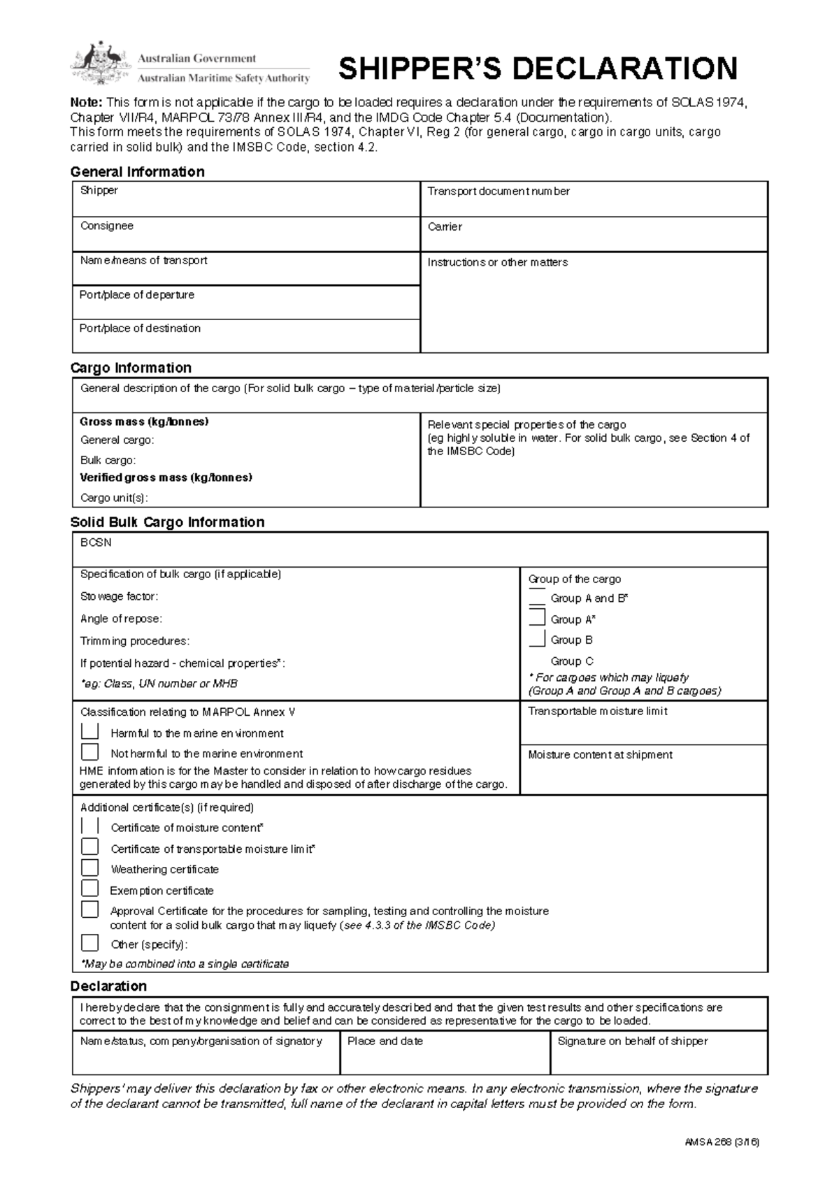 Amsa268-shippers-declaration - AMSA 268 ( 3 /1 6 ) SHIPPER’S ...