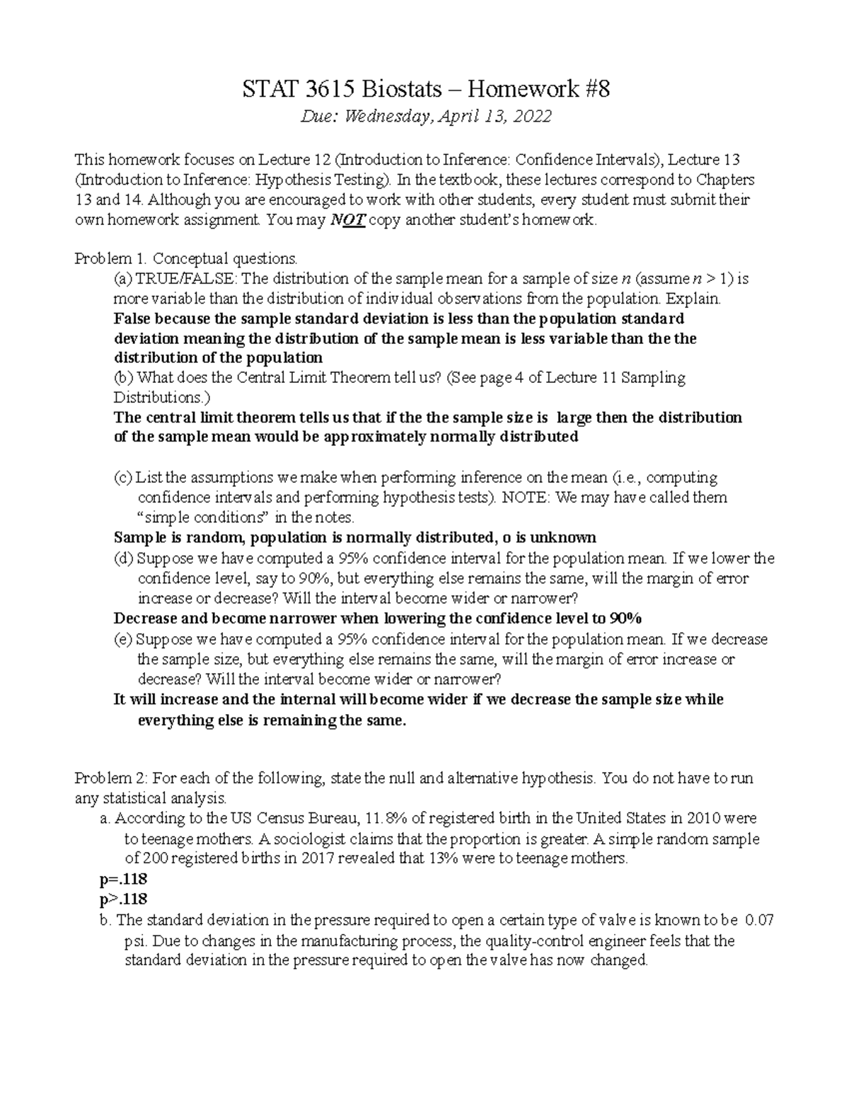 Homework 8 STAT 3615 - Practice materials for class - STAT 3615 Biostats – Homework Due ...