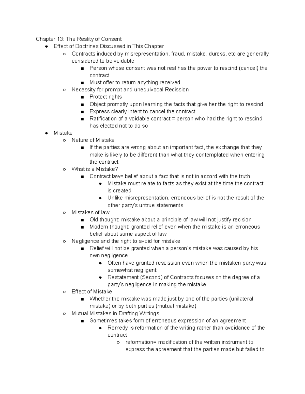 Chapter 13 Notes Reality of Consent - Chapter 13: The Reality of ...