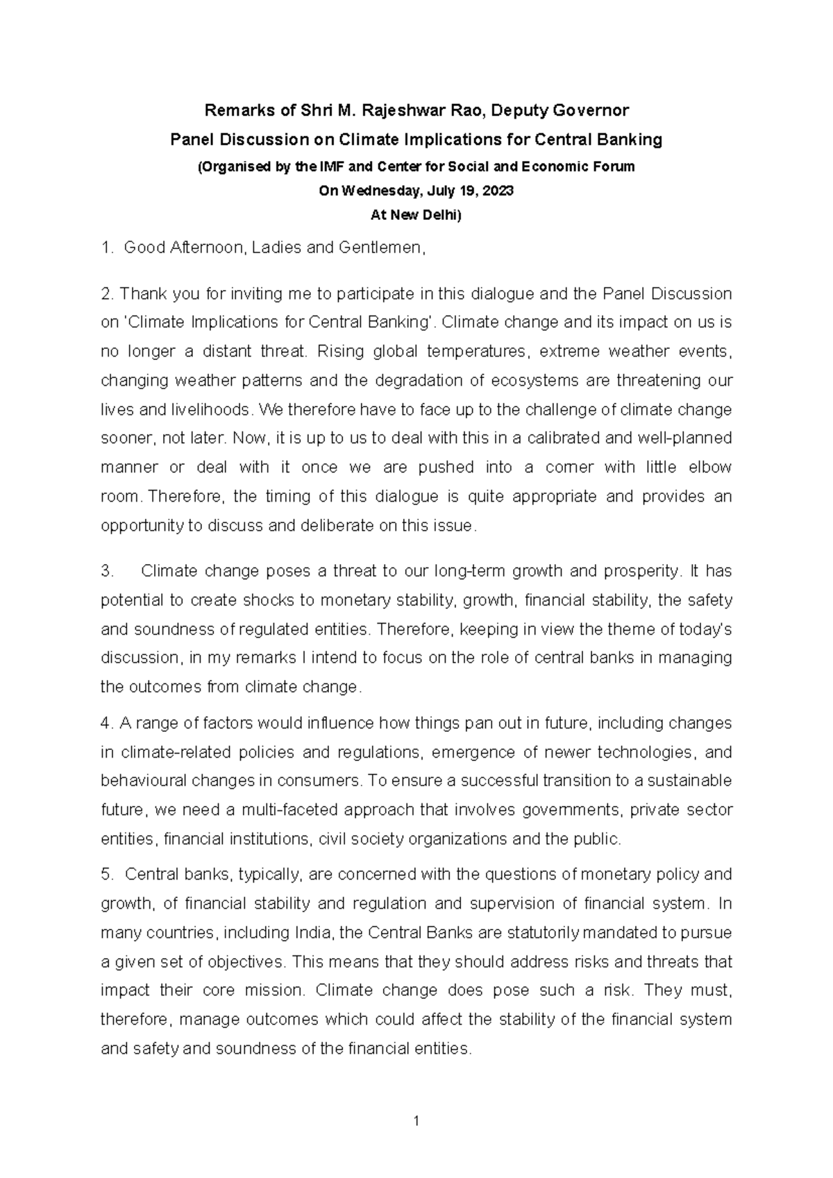 Csepimfclimate 76432537 F2BB4820B55B3D40C3BB4DC2 - Remarks of Shri M ...