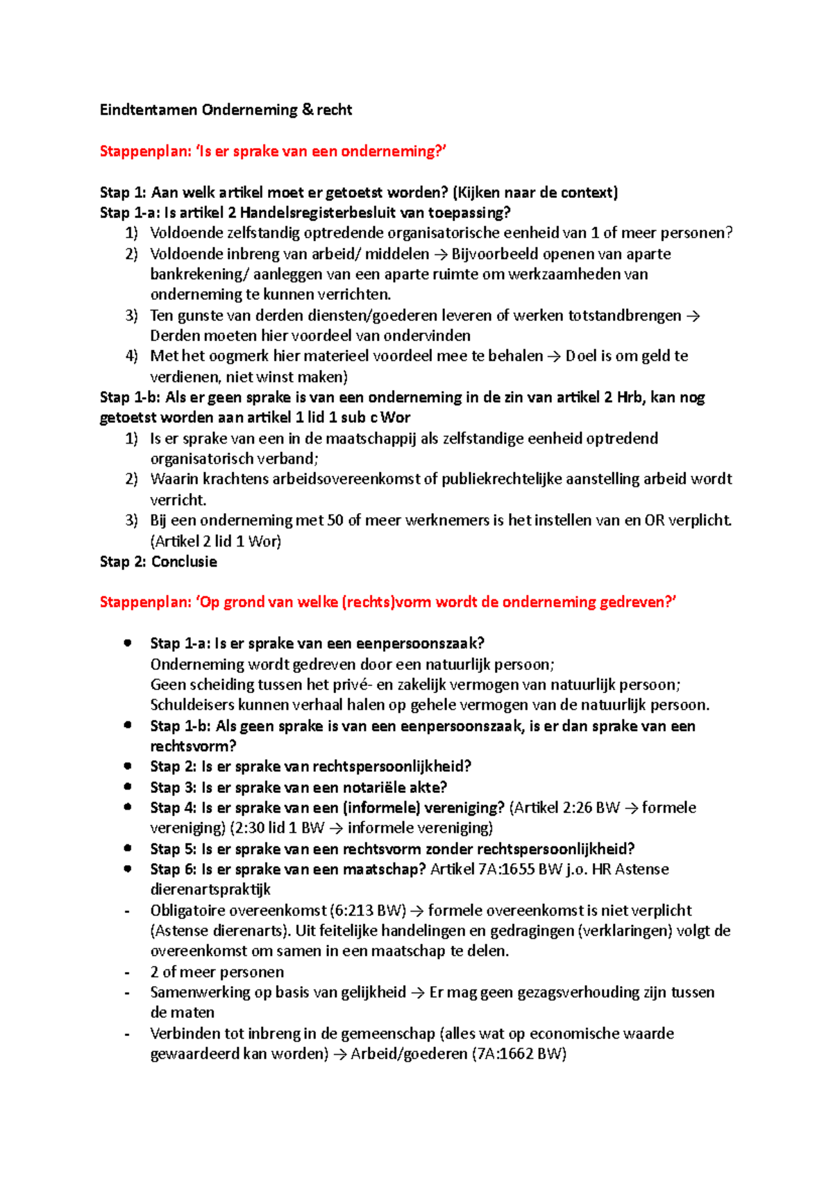 Eindtentamen Onderneming - 3) Ten gunste van derden diensten/goederen ...