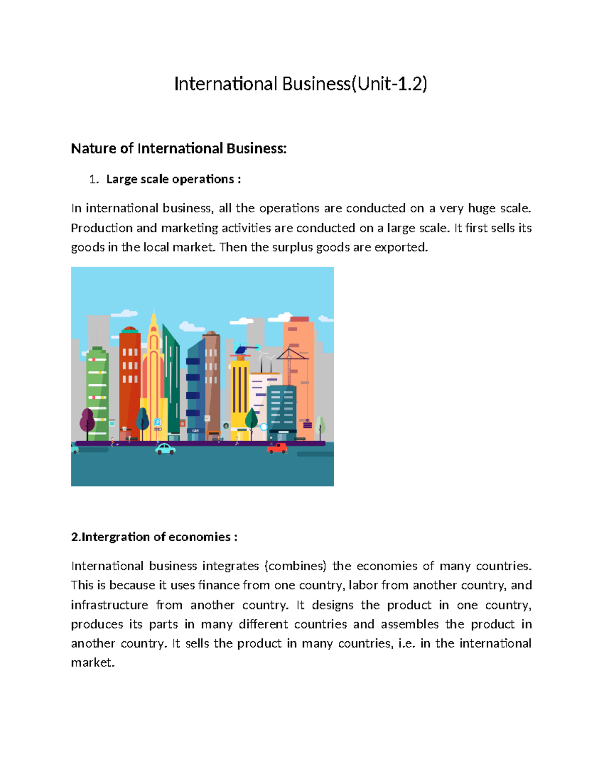 IB-UNIT 1.2 Notes - International Business(Unit-1) Nature of ...