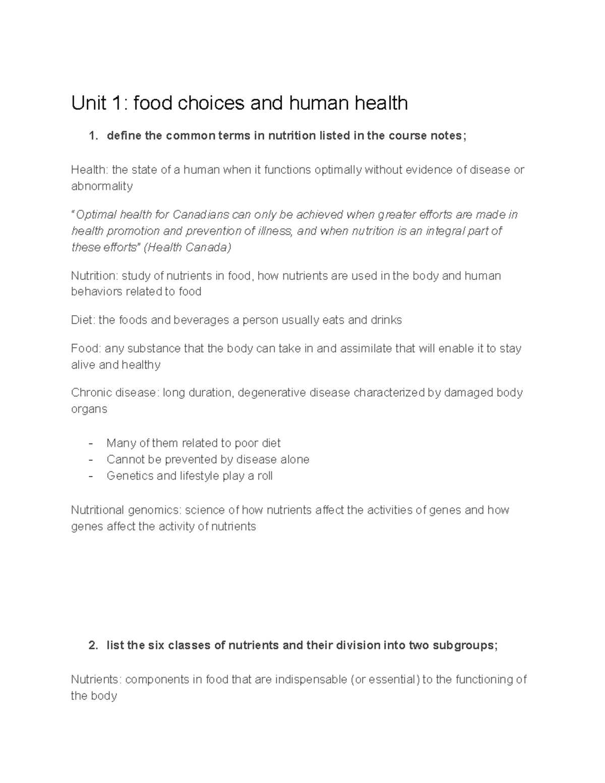 Unit 1 Food choices and human health - Unit 1: food choices and human ...