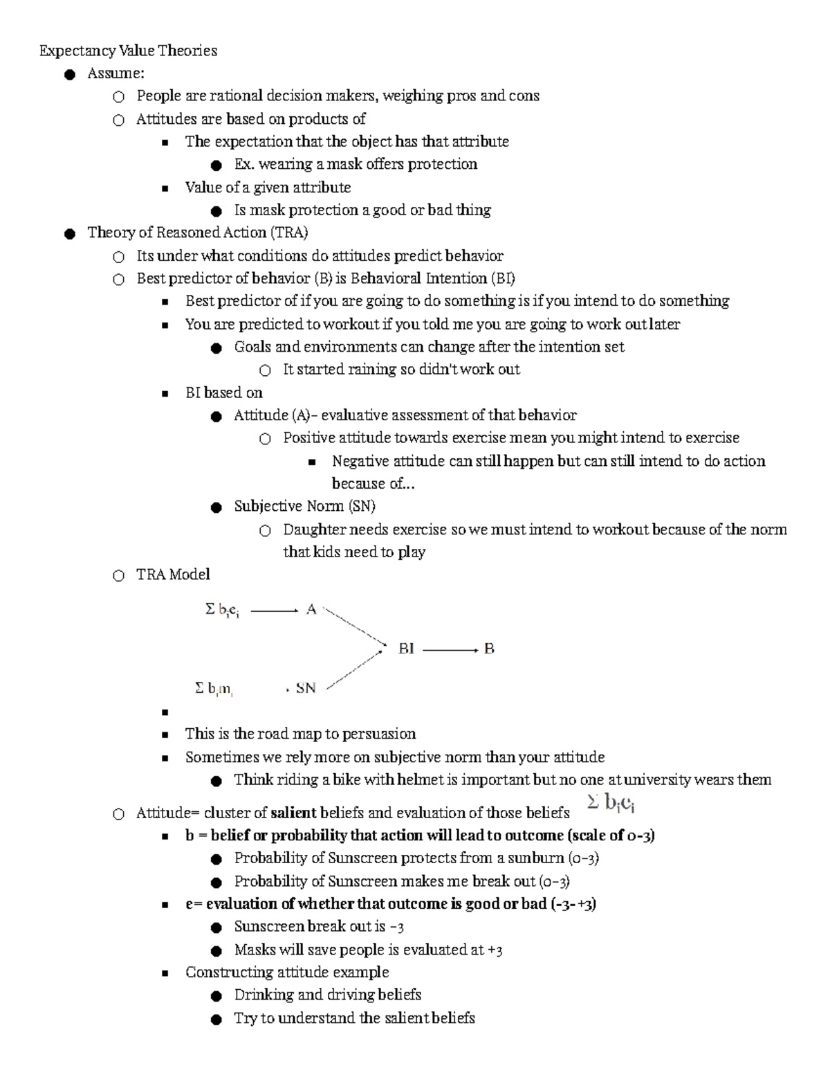 Theory Reasoned Action - Expectancy Value Theories Assume: People are ...