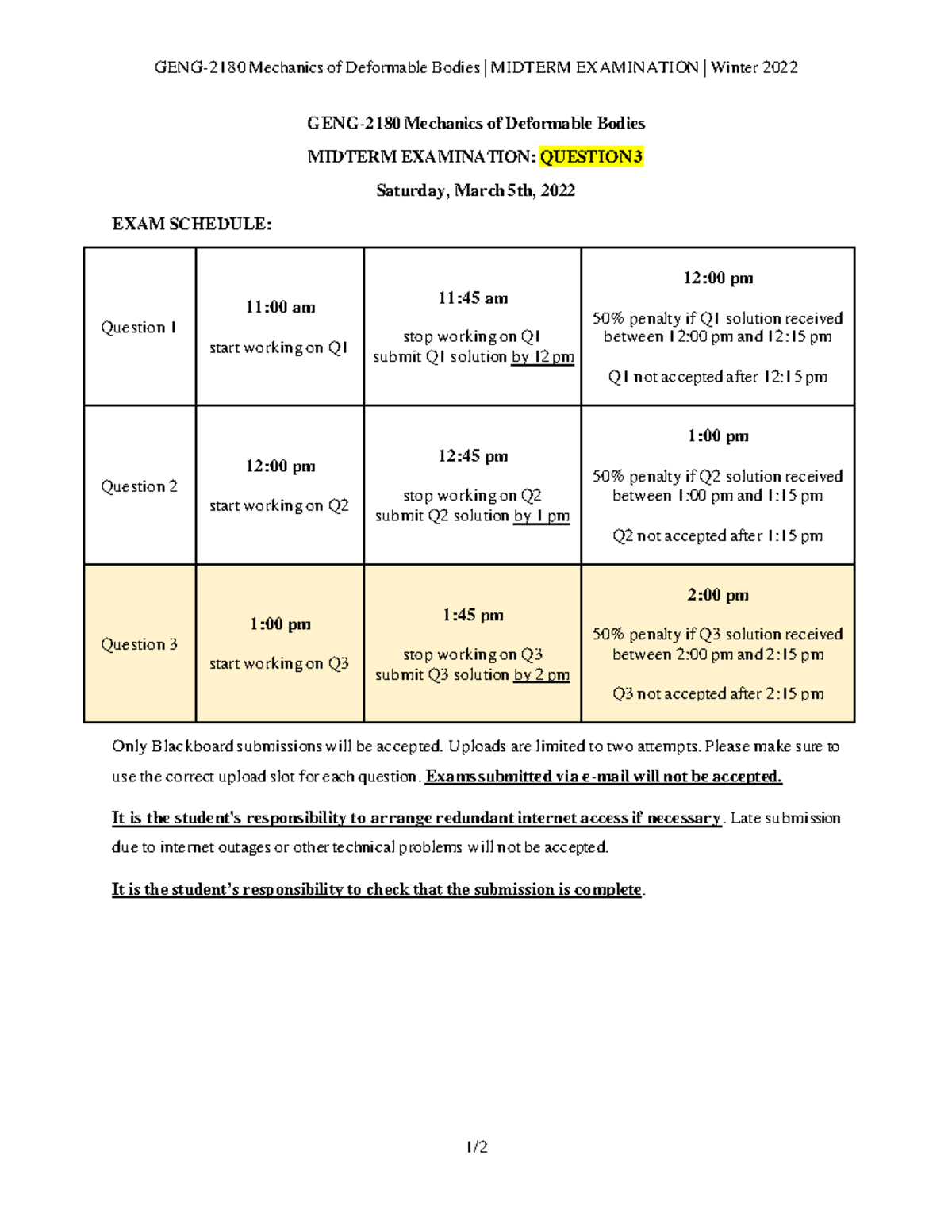 Midterm Q3 - Study Guide - GENG-2180 Mechanics of Deformable Bodies | MIDTERM EXAMINATION ...