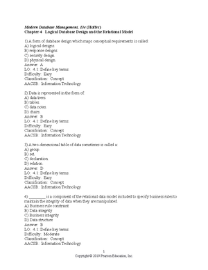 Chapter 7 - answer key - Modern Database Management, 13e (Hoffer ...