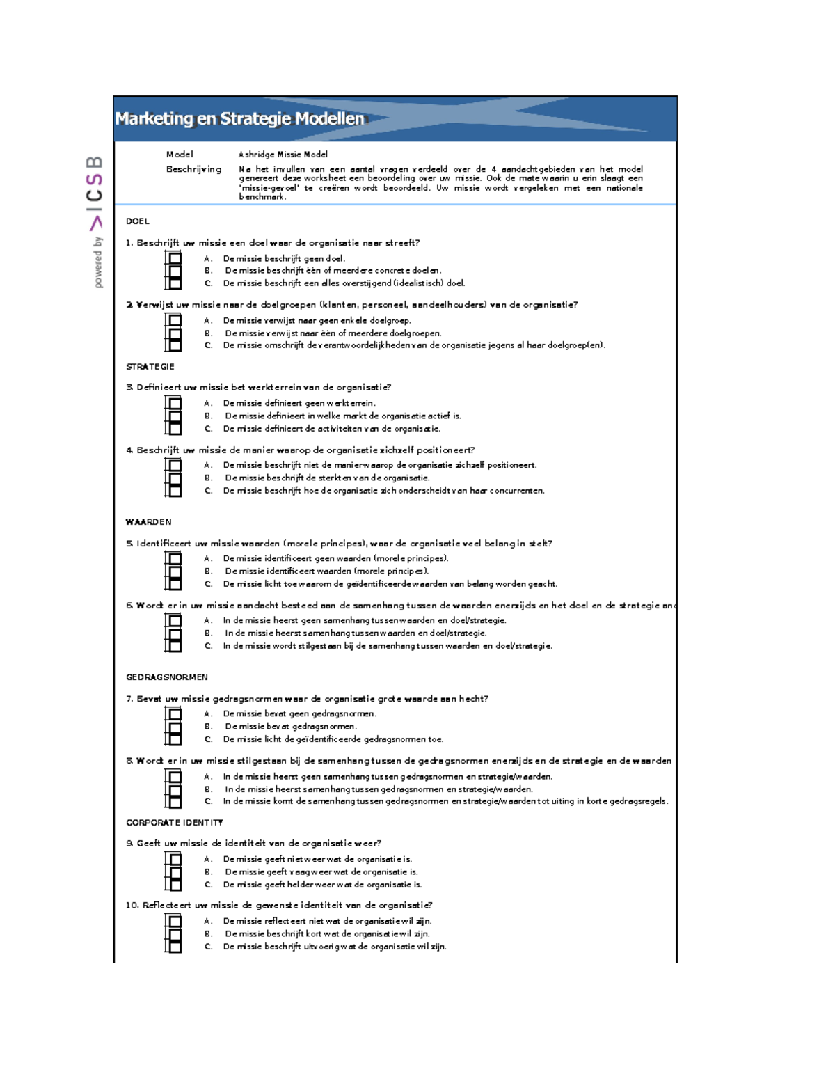 Ashridge analyse model missie - 0 Model Ashridge Missie Model ...