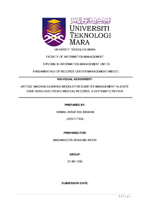 IMC258 Individual Assignment - UNIVERSITI TEKNOLOGI MARA (UiTM ...
