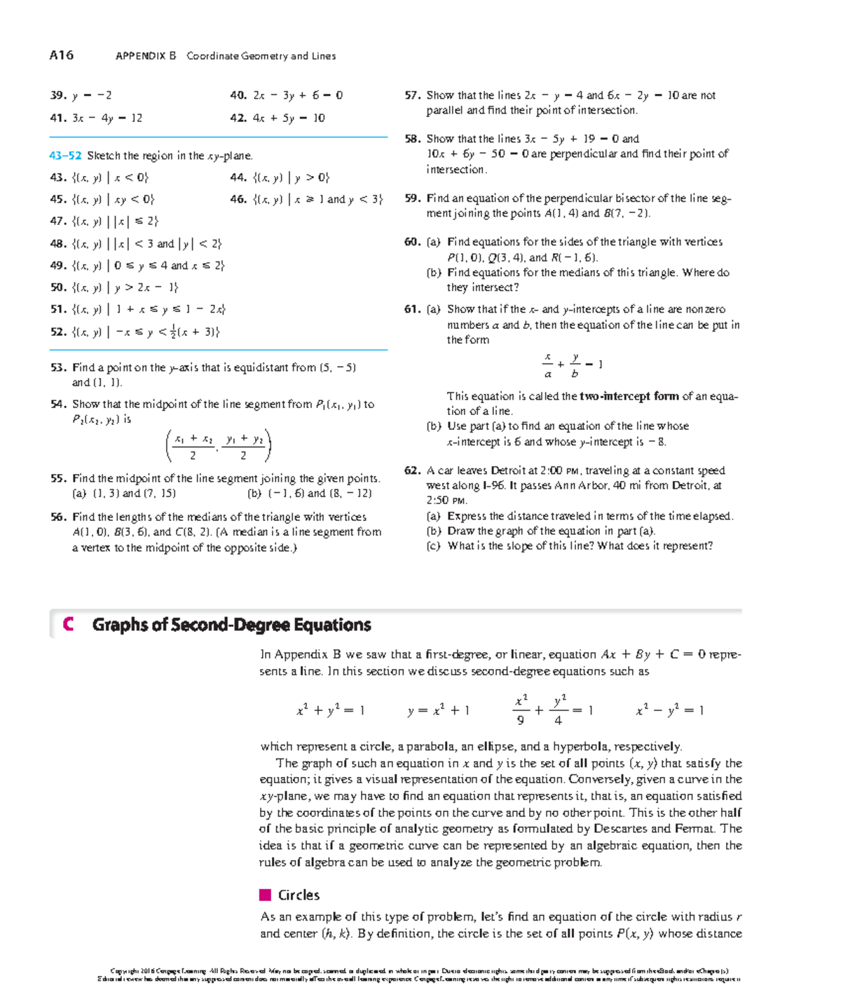 Math ch-C - math work - A16 APPENDIX B Coordinate Geometry and Lines In ...