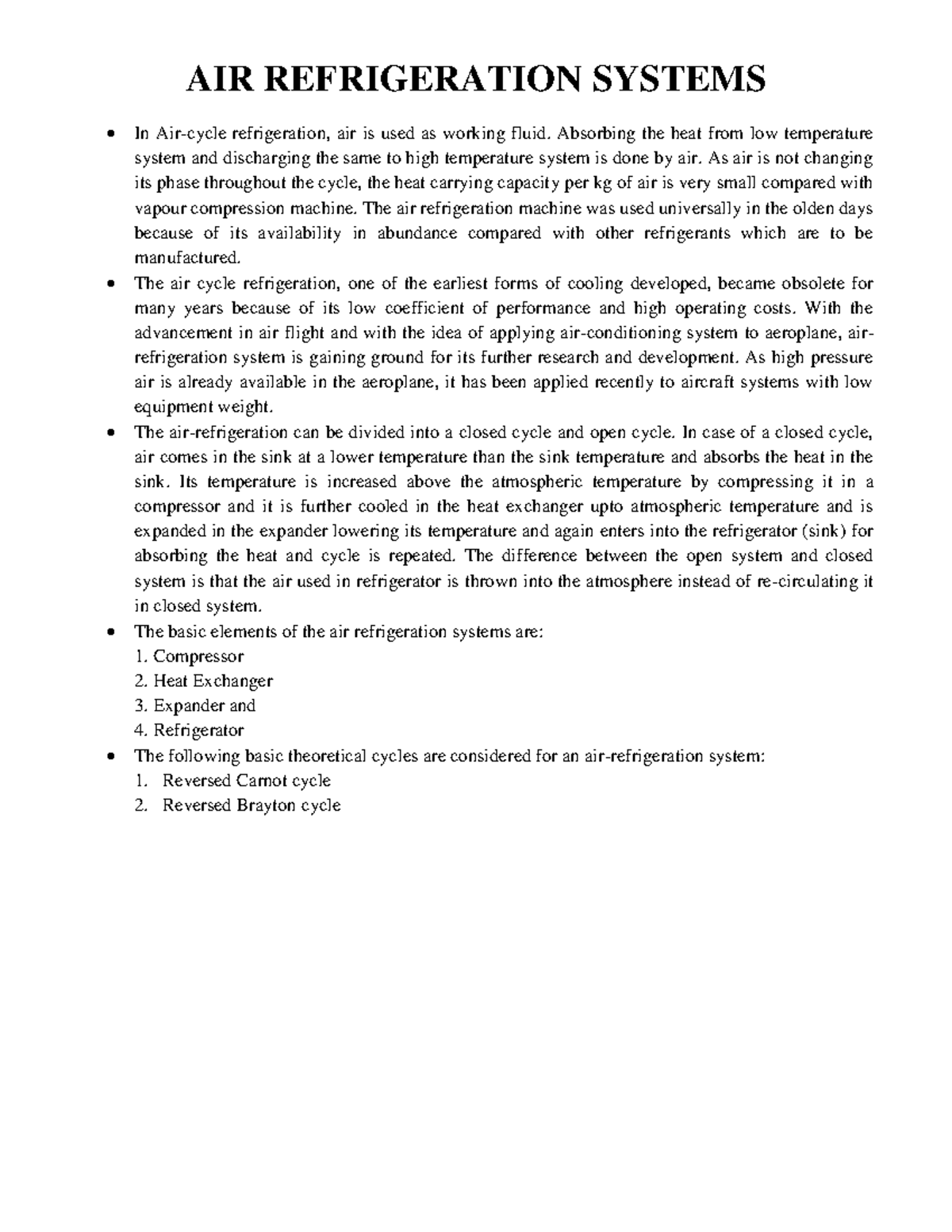 4. Air Refrigeration Cycles and Systems - AIR REFRIGERATION SYSTEMS In ...