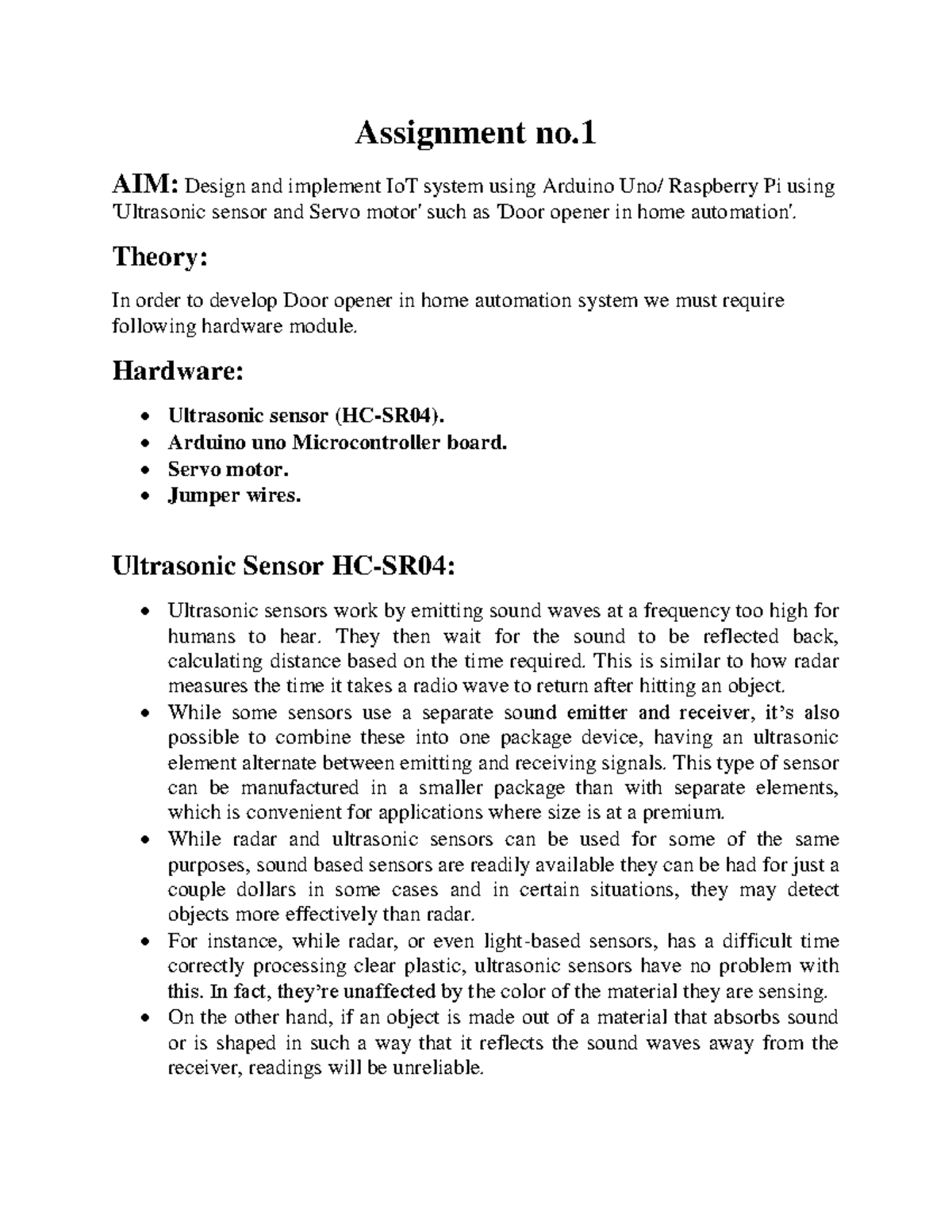 Io TAssignment 1 - it all important assignments - Assignment no. AIM: Design and implement IoT ...