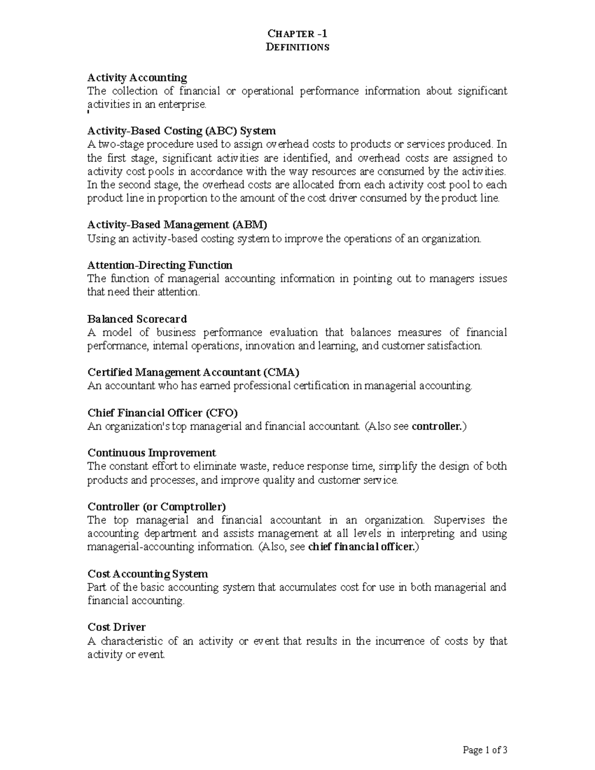 Chapter - 1 - Definitions - CHAPTER - DEFINITIONS Activity Accounting ...