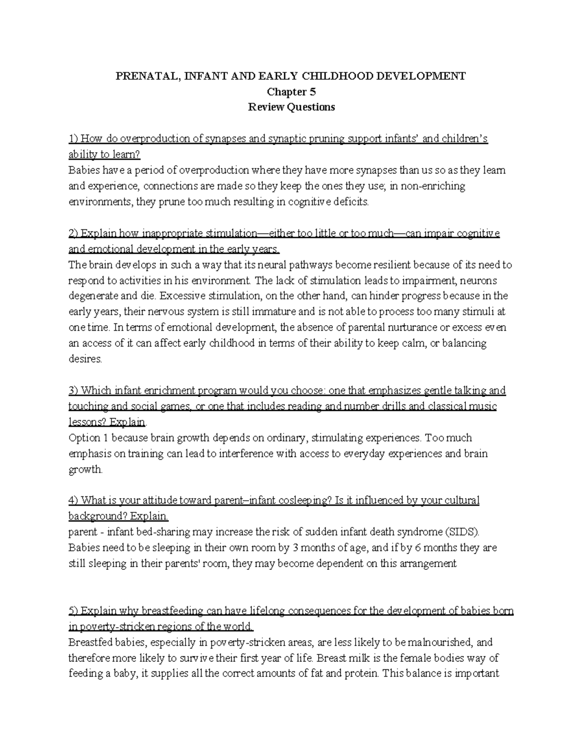 EC Dev Chapter 5 - PRENATAL, INFANT AND EARLY CHILDHOOD DEVELOPMENT ...