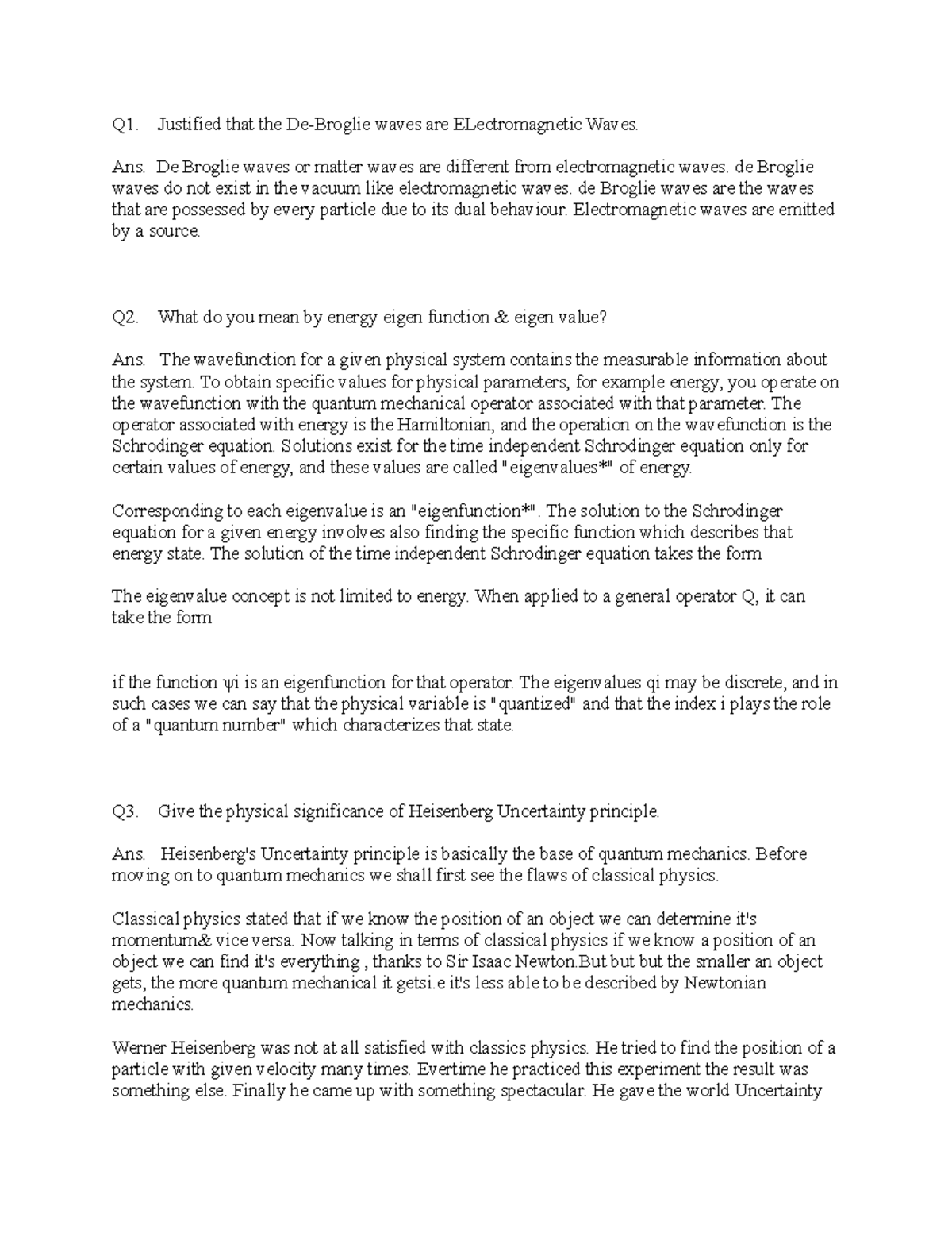 Assignments - BEEE - Q1. Justified that the De-Broglie waves are ...