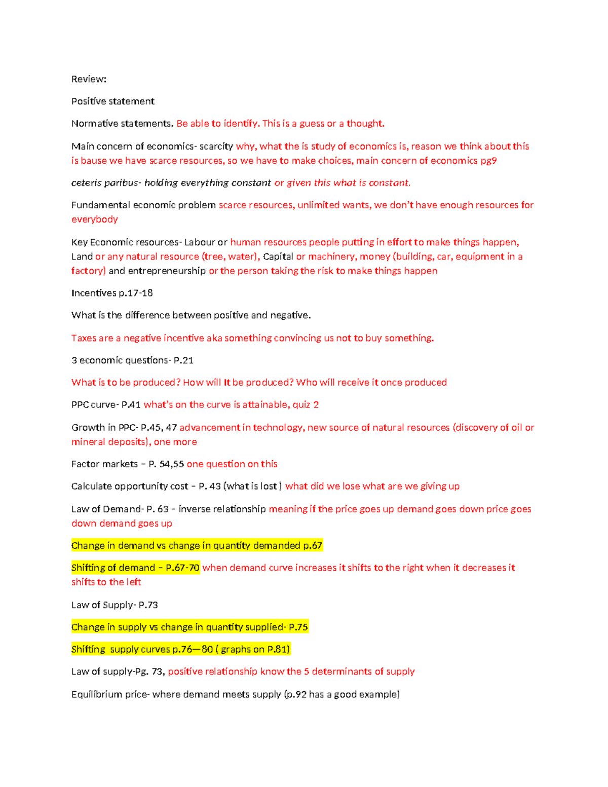 Microeconmics Midterm Review - Review: Positive statement Normative ...