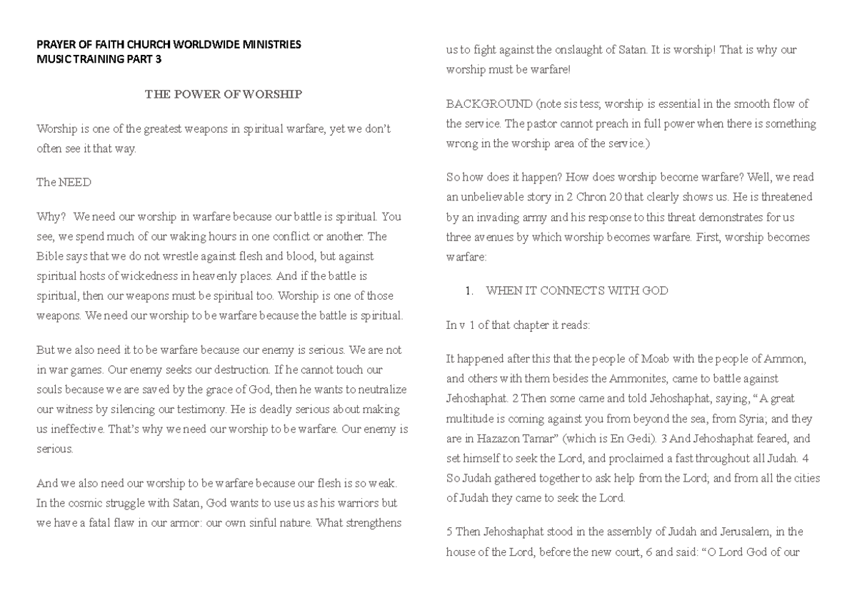 THE Power OF Worship - Music - PRAYER OF FAITH CHURCH WORLDWIDE ...