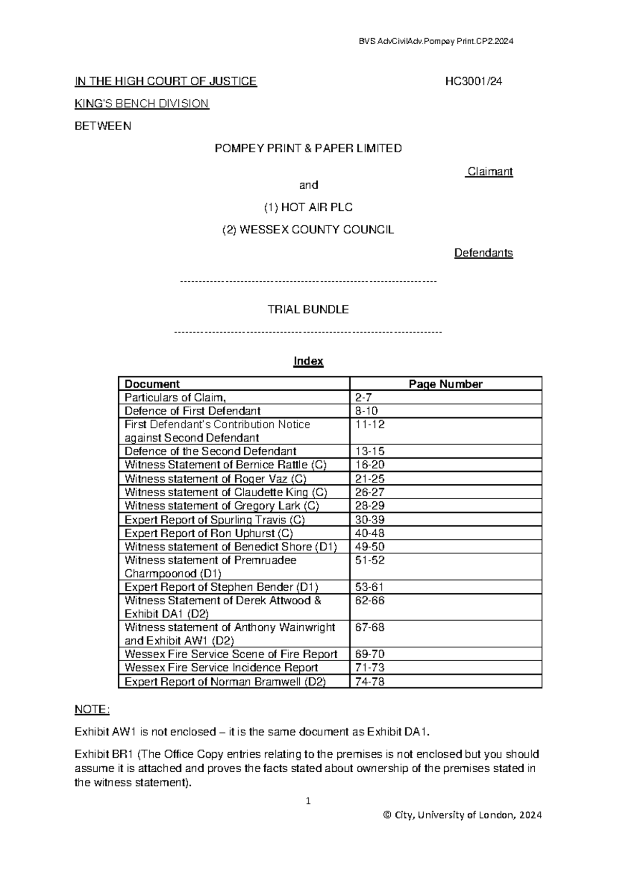 BVS Advcivil Adv. Pompey Print.SGS3.CP2. SGS3. 2024 - 1 IN THE HIGH ...