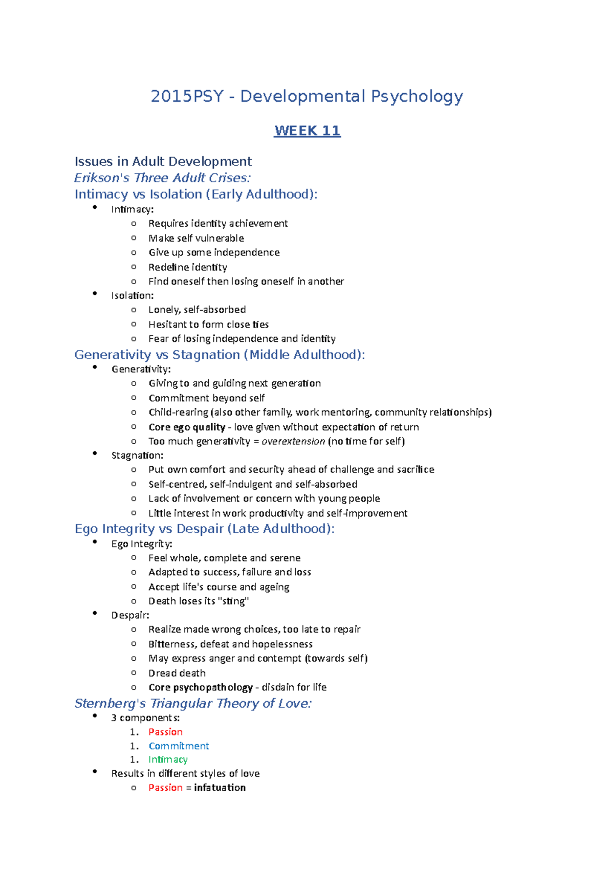 2015 PSY (WK 11) - Module & Lecture Notes - 2015PSY - Developmental ...