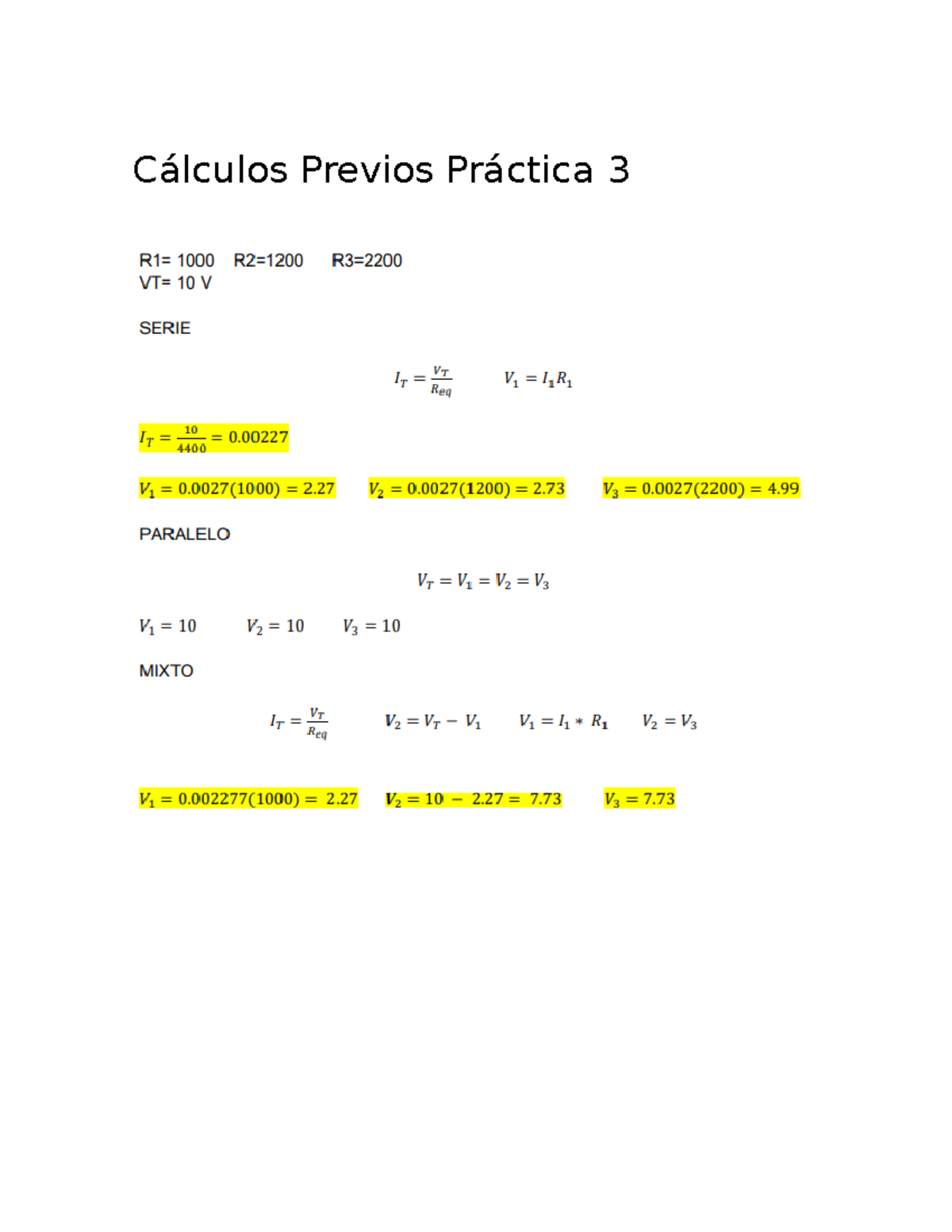 Cálculos Previos pract 3 - español - Cálculos Previos Práctica 3 10 V ...