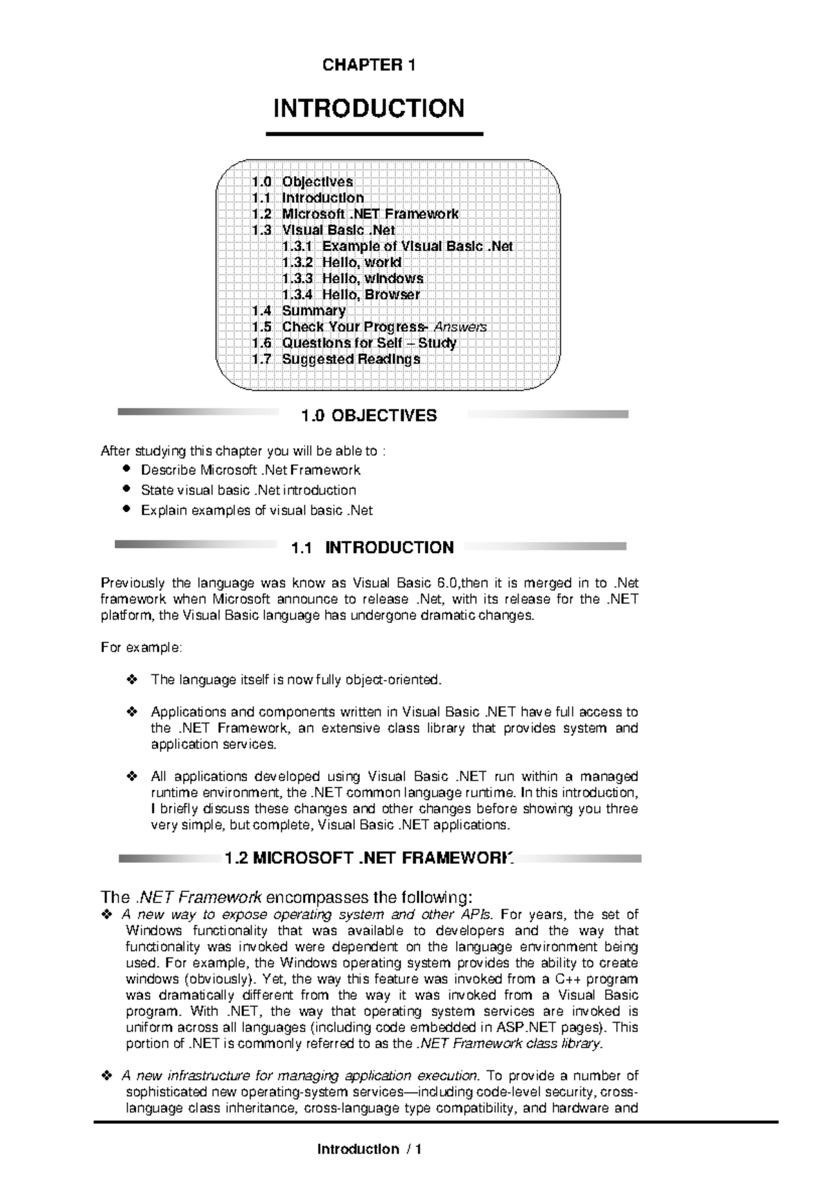 BCA-521 VB - VB.NET - Introduction / 1 CHAPTER 1 INTRODUCTION 1 ...