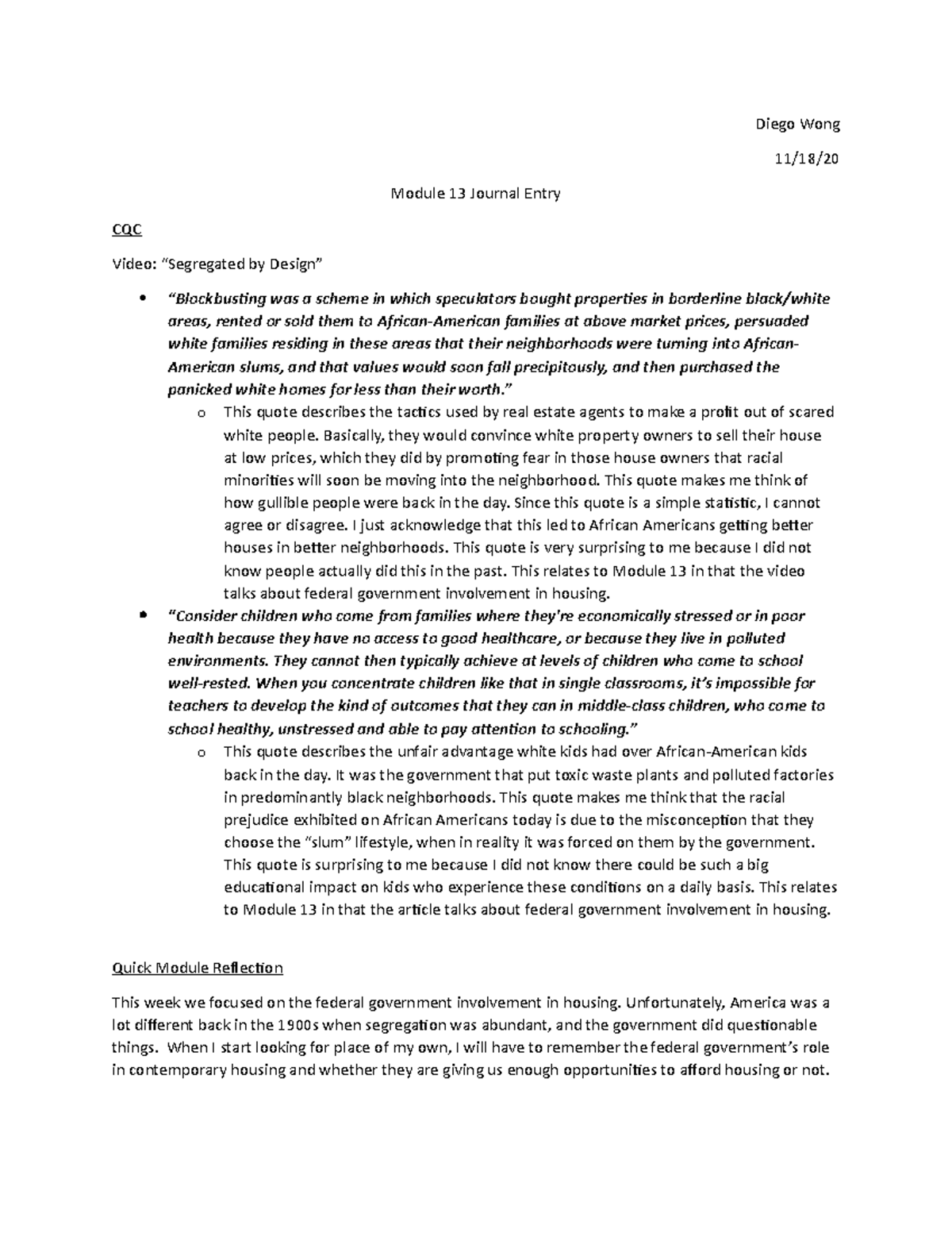 Module 13 Journal Entry copy - Diego Wong 11/18/ Module 13 Journal ...