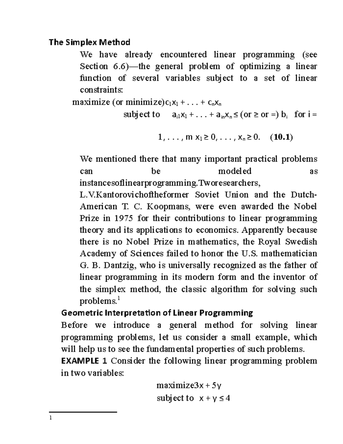 The Simplex Method - .. + cnxn subject to ai 1 x 1 +... + ainxn ≤ (or ≥ or =) bi for i = 1 ...