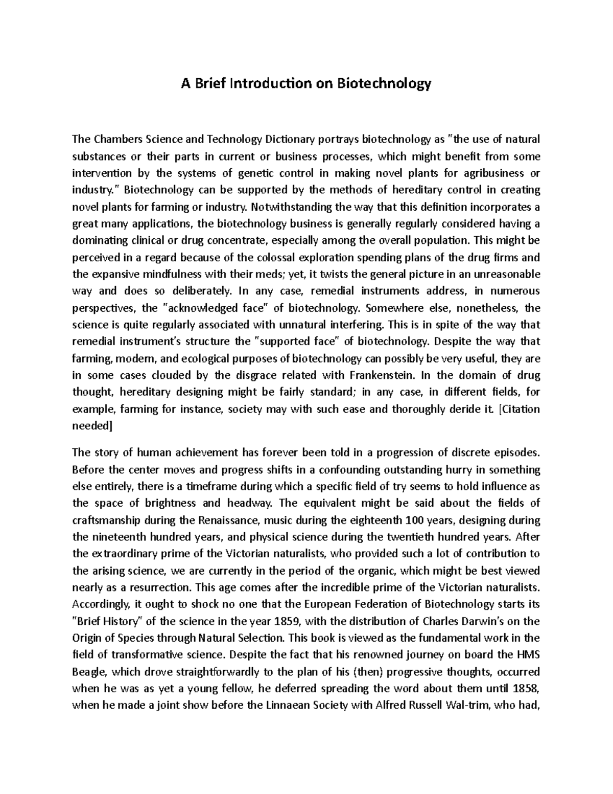 A Brief Introduction on Biotechnology - A Brief Introduc琀椀on on ...