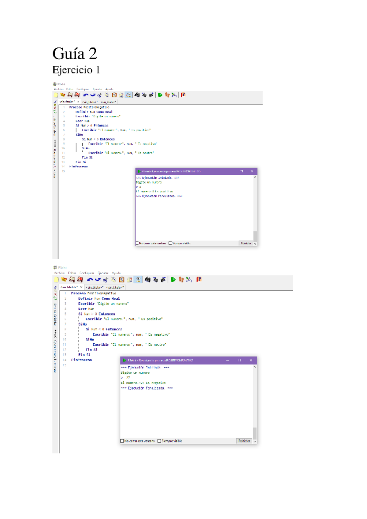 Guía 2 Programación - Para que puedan guiarse en como crear un programa en PSeint - Studocu