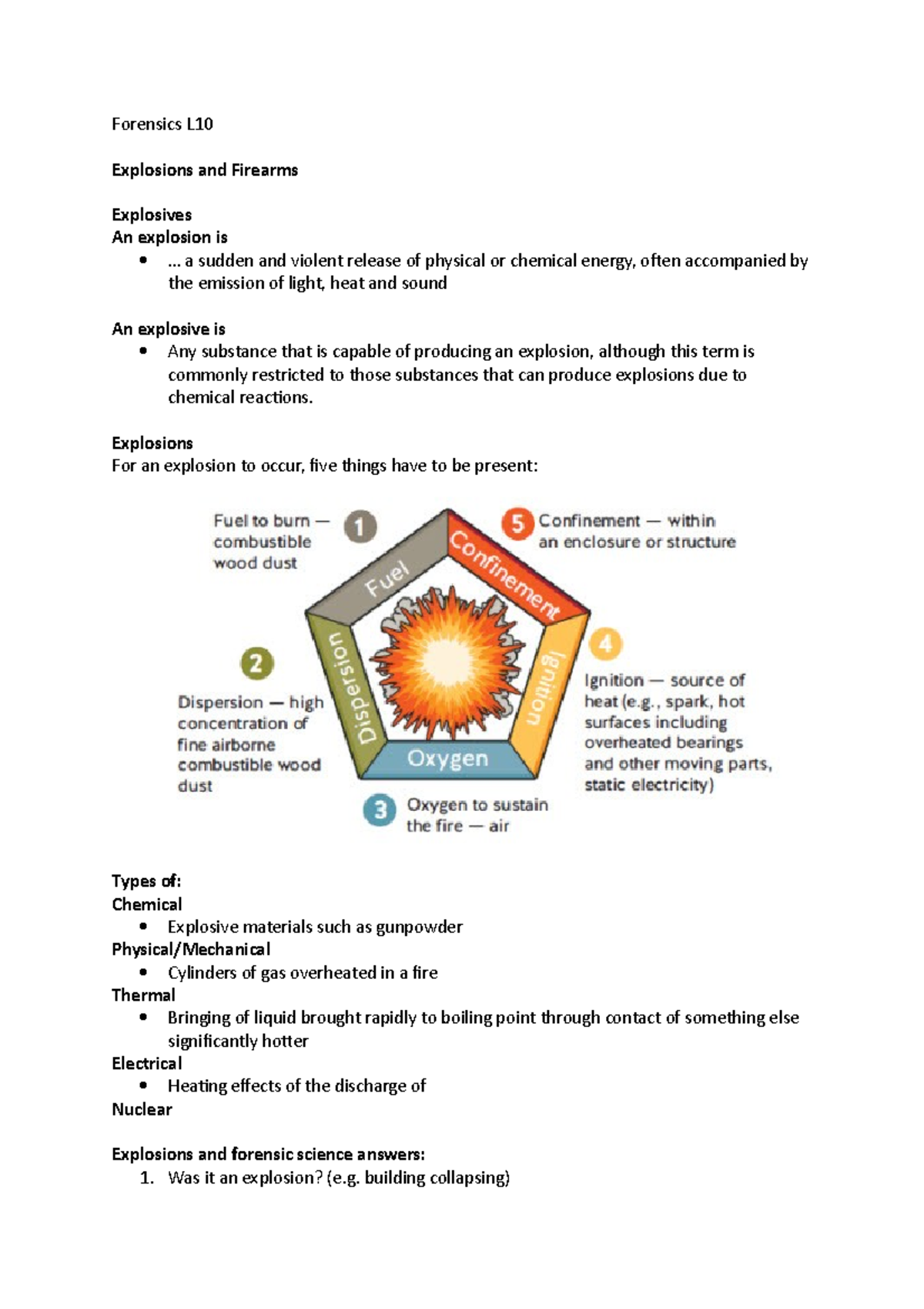 Lecture 10- Explosions and Firearms - Forensics L Explosions and ...