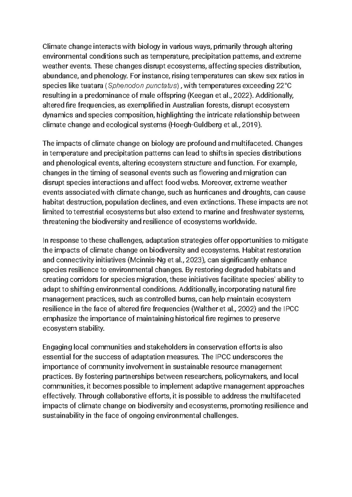 Synopsis of Climate Change Impacts on Ecology - Climate change ...