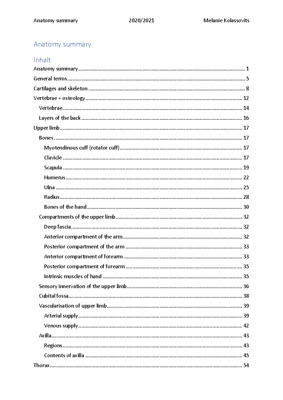 Anatomy summary - Anatomy summary Anatomy summary Inhalt General terms ...