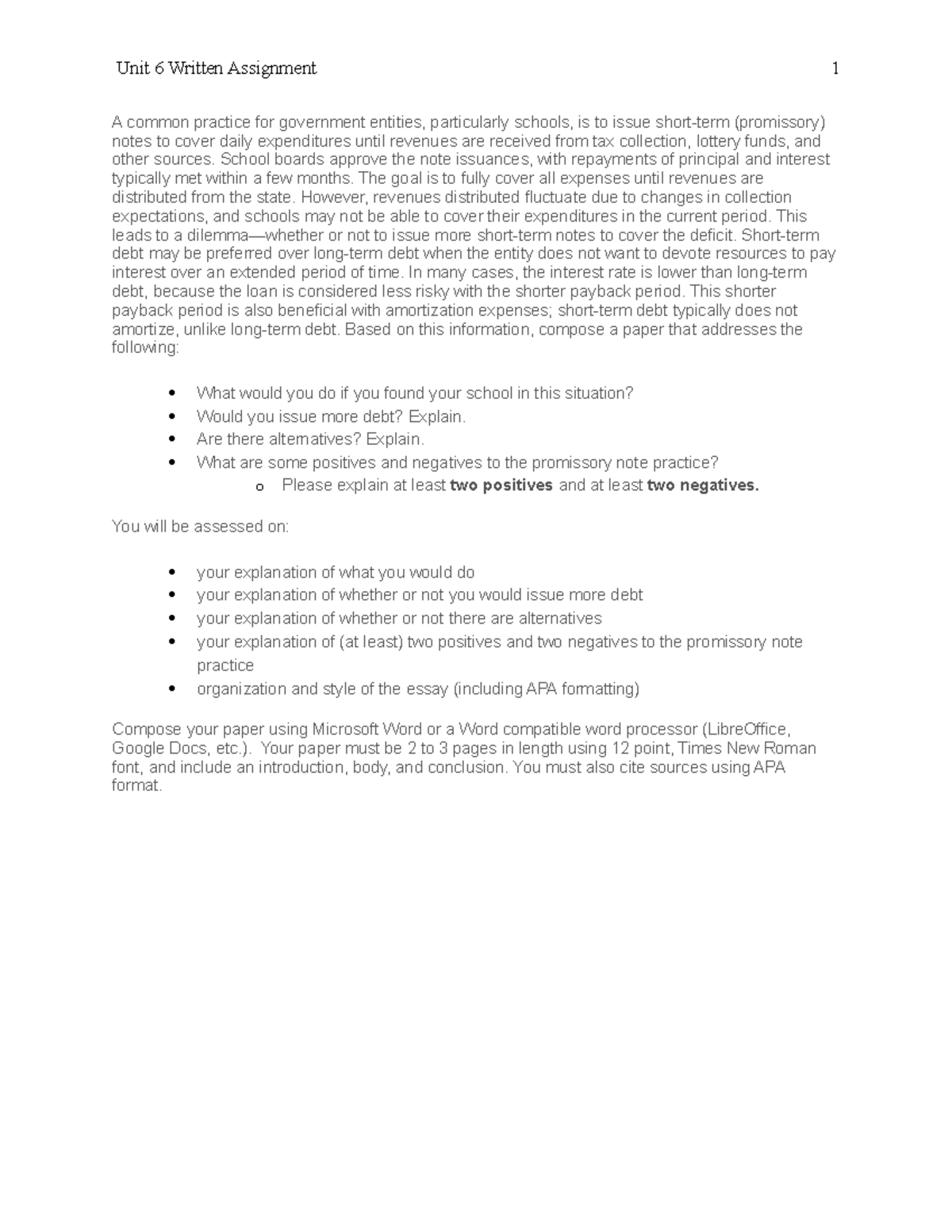 BUS 1102 Unit 6 - Written Assignment - A common practice for government entities, particularly ...